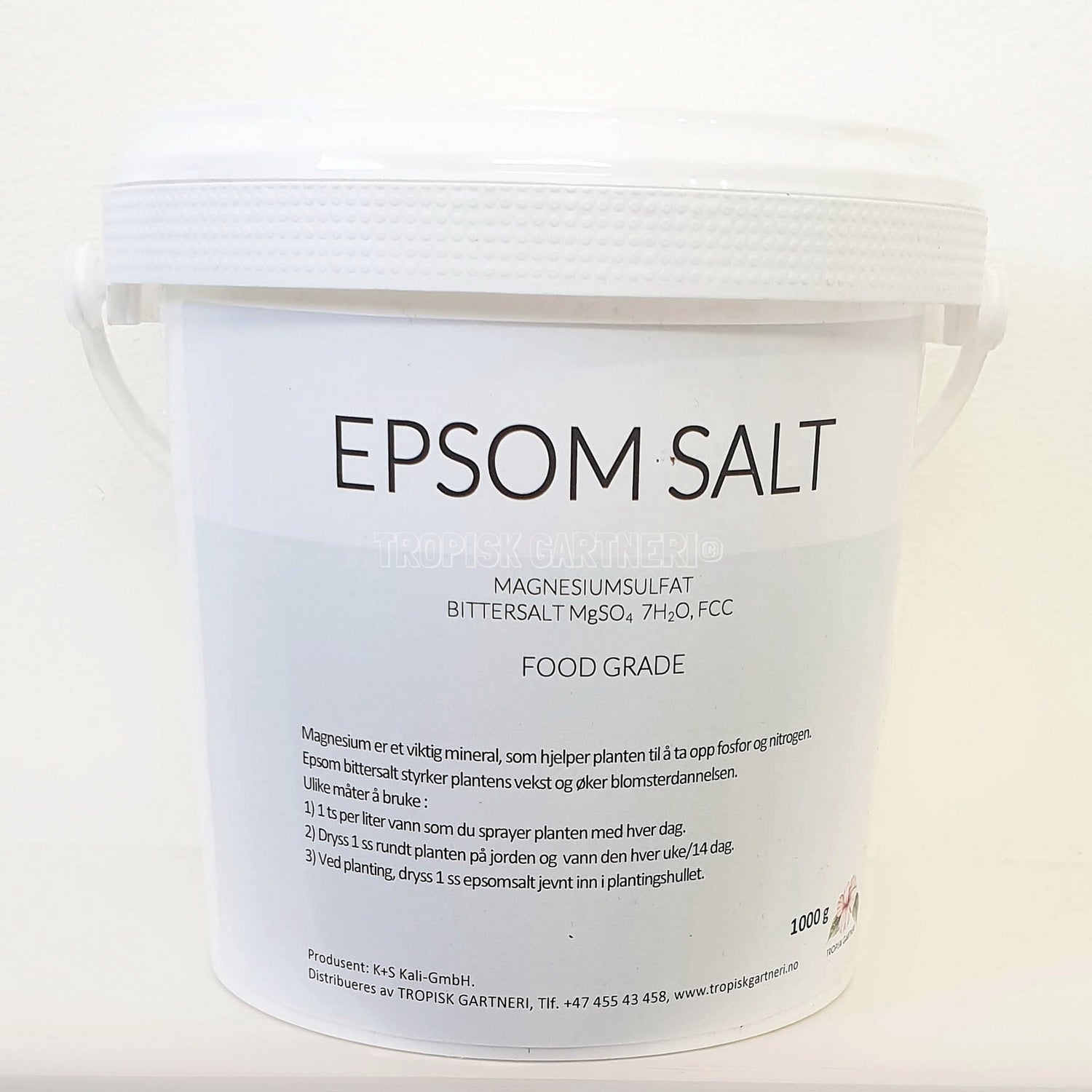 Epsom Bittersalt - Food Grade - i bøtte – Tropisk Gartneri